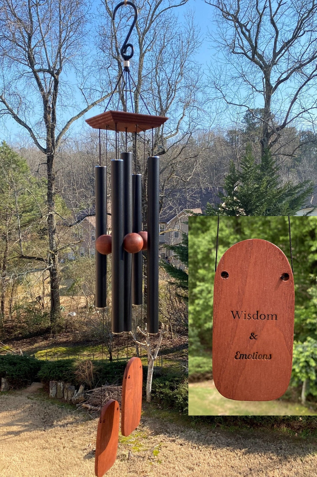 Personalized Wind Chime: Engraved Ash Wood, 36 Inch Outdoor Decor - Etsy