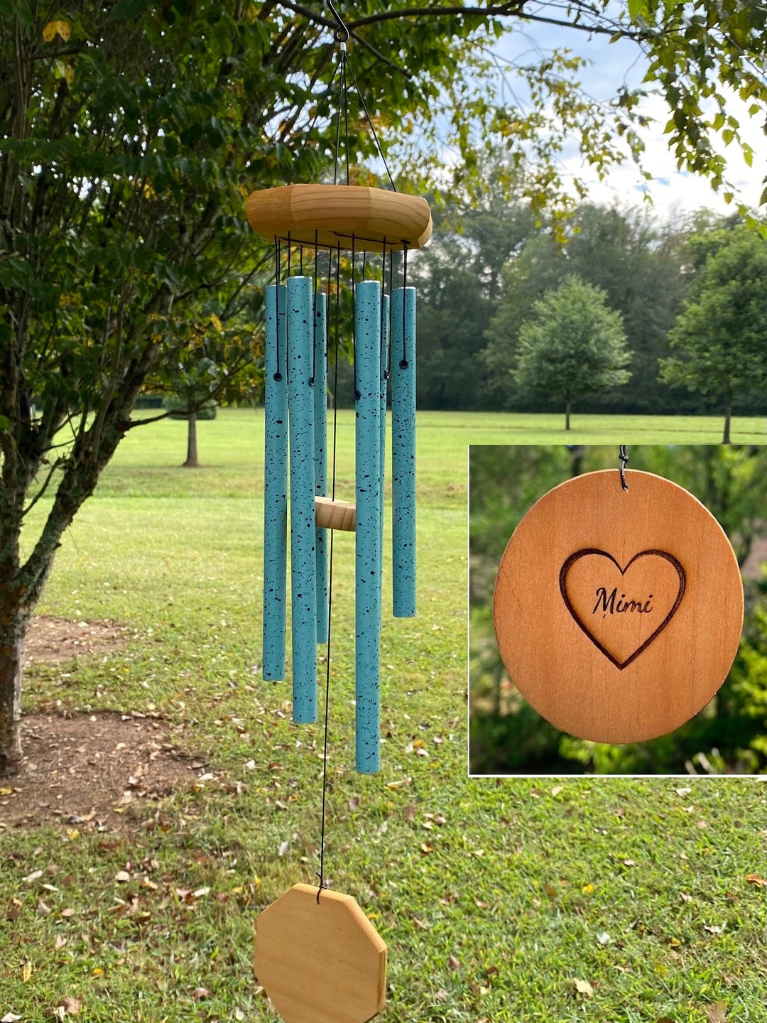 Joyous Wind Chimes, 24 Inch Metal Blue Medium Cute Wind Chime. the ...