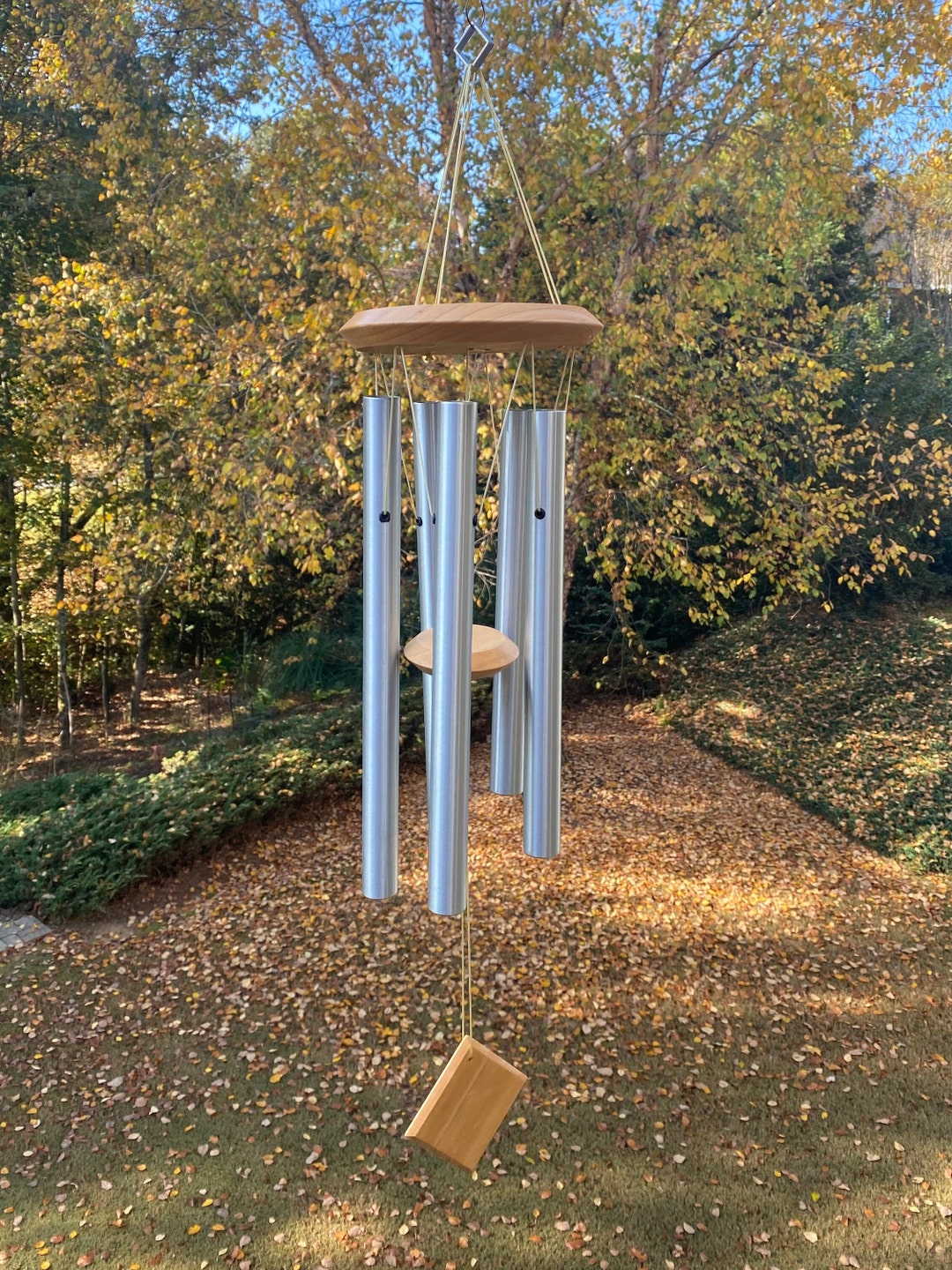 Joyous 28 Inch Silver Metal Wind Chime With Square Hanger. the ...