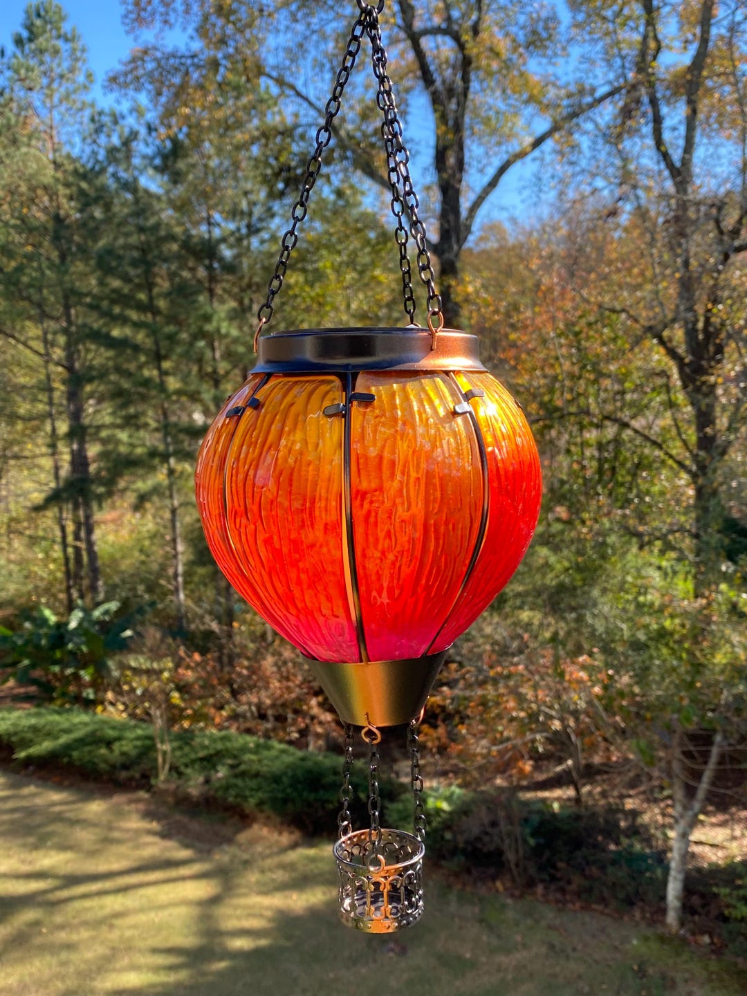 Joyous Hot Air Balloon Solar Lantern, LED Outdoor Waterproof, Glass ...
