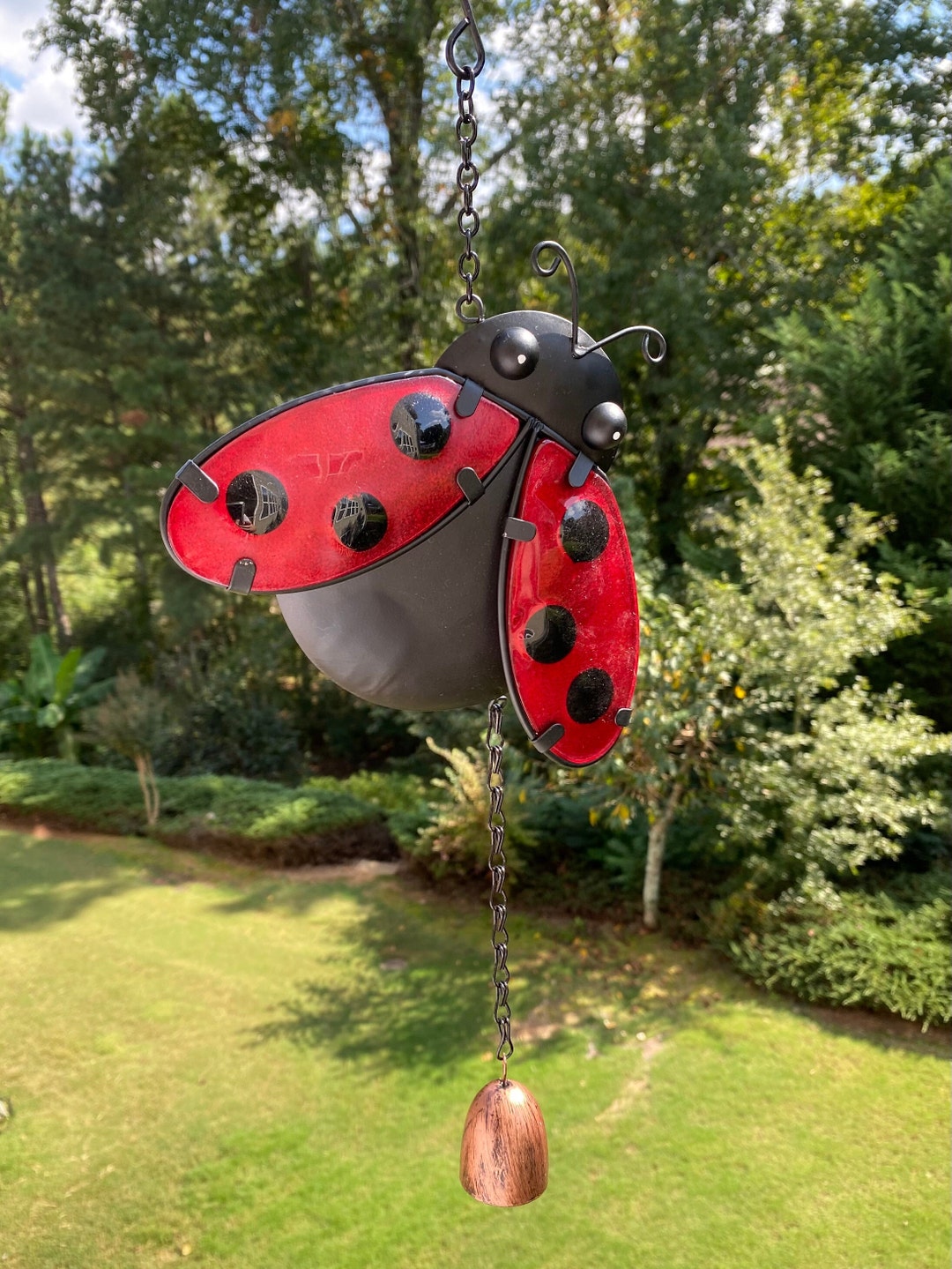 Joyous Wind Chimes, 18 Inch Beautiful Ladybug Metal Art Design Wind ...