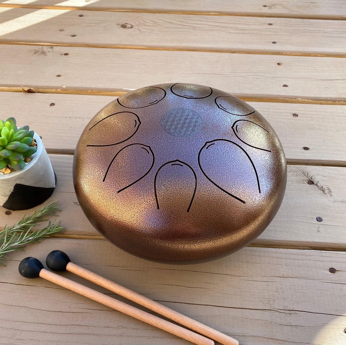 Steel Tongue Drum 12 Inch 8 Note Hand Crafted Hand-pan | Etsy