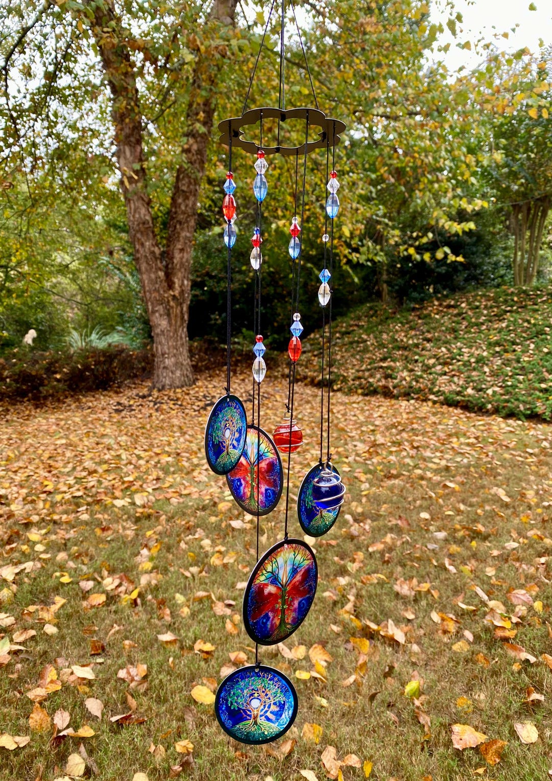 Handmade Tree of Life Wind Chime - Colorful Garden Decor (17-inch) - Etsy