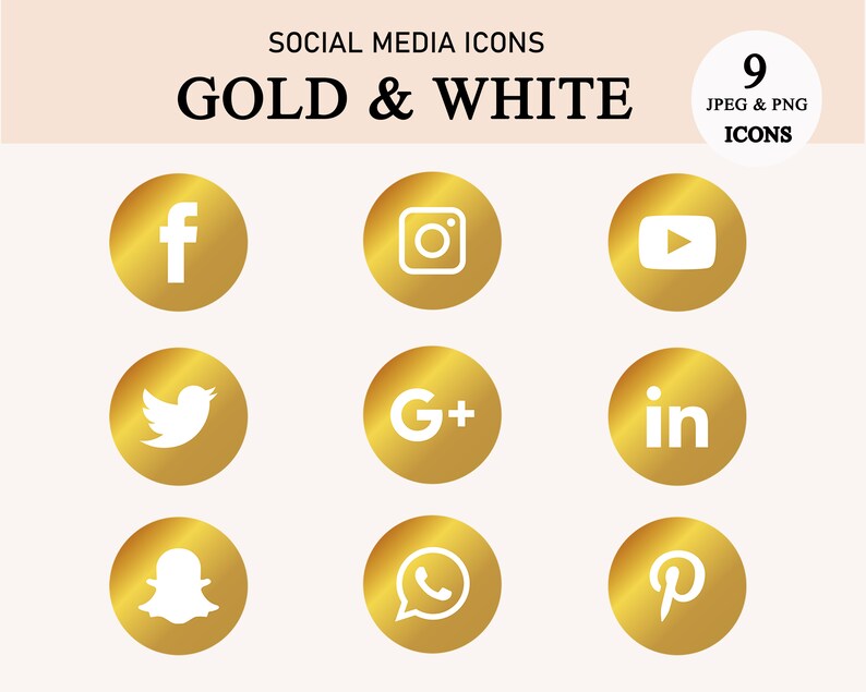 Gold Social Media Icons PNG App Collection - Etsy