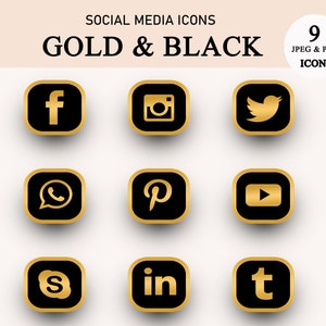 Gold Social Media Icons Luxury Icon Packs PNG SVG - Etsy