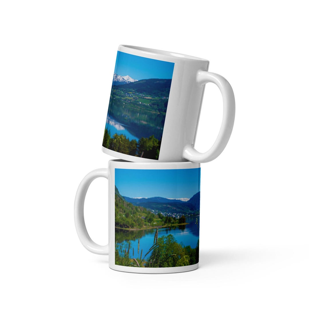 White Glossy Mug With the Landscape of Fjords of Norway - Etsy Norway