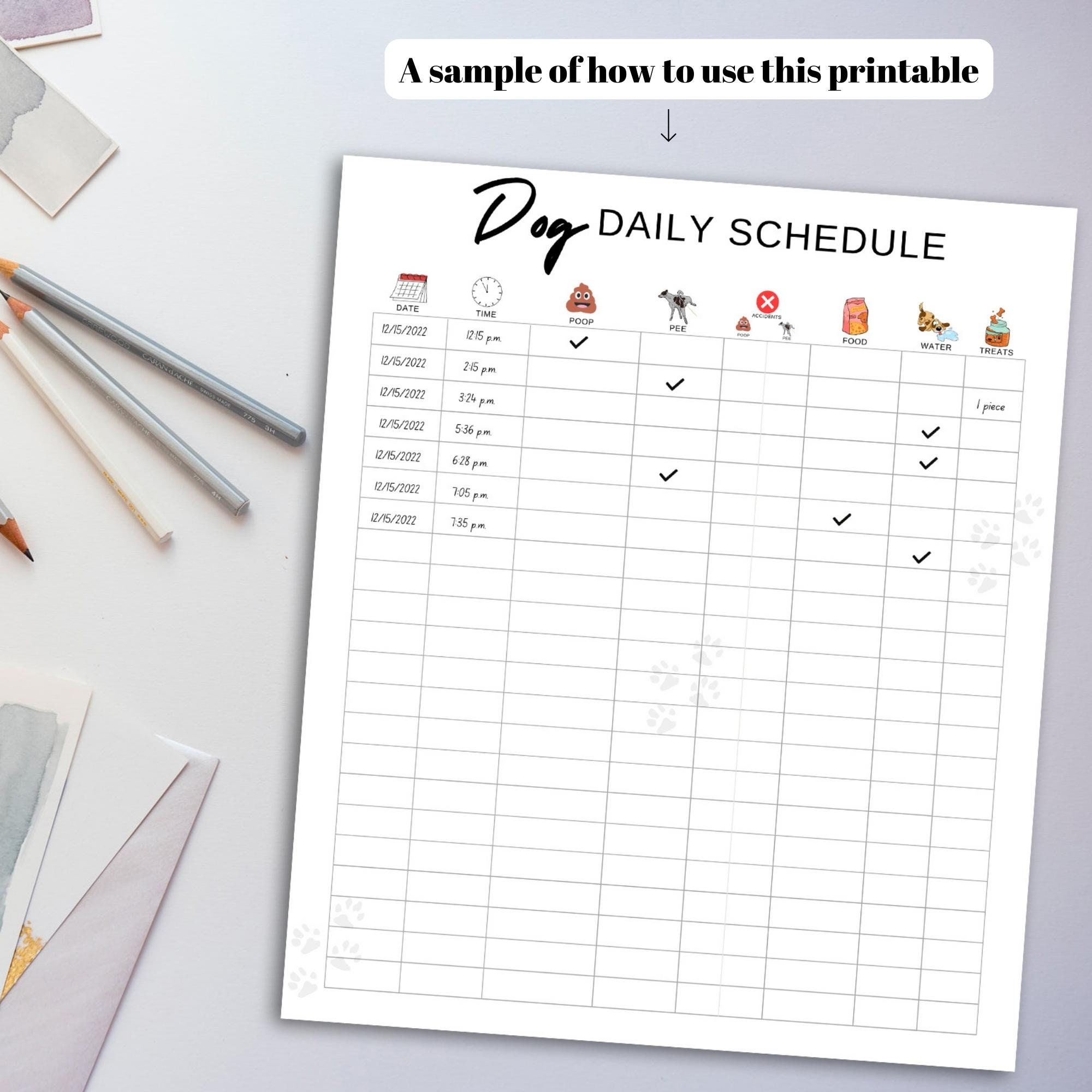 Daily Dog Schedule, Pet Schedule, Pet Tracker Printable, Dog Printable ...
