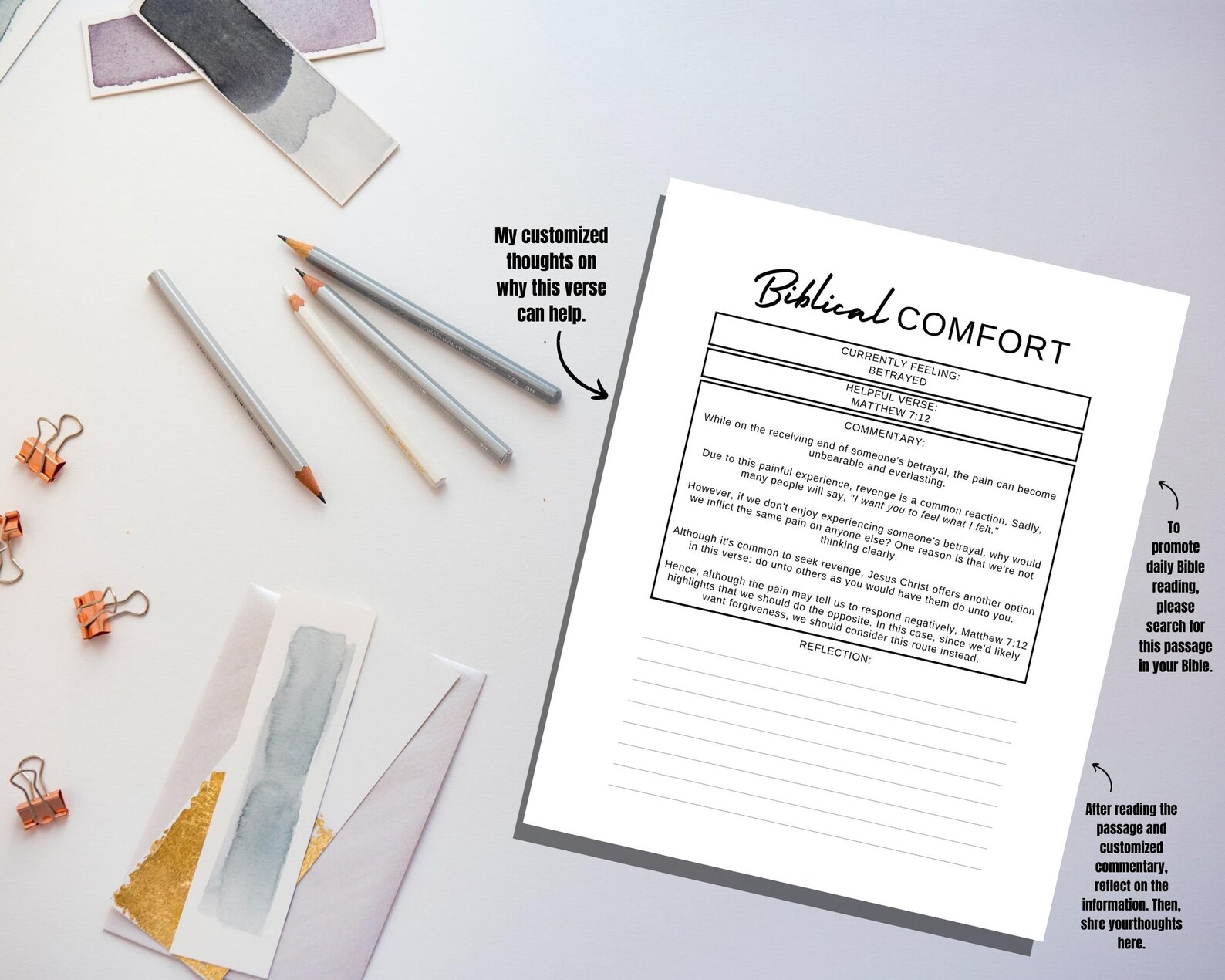 Daily Bible Study, Bible Devotional Digital, Scripture Verse Worksheet ...