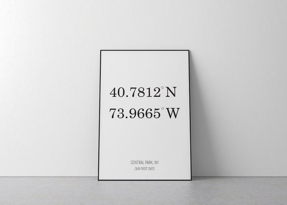 Custom Coordinates Location Print Couples Gift Best Friend | Etsy