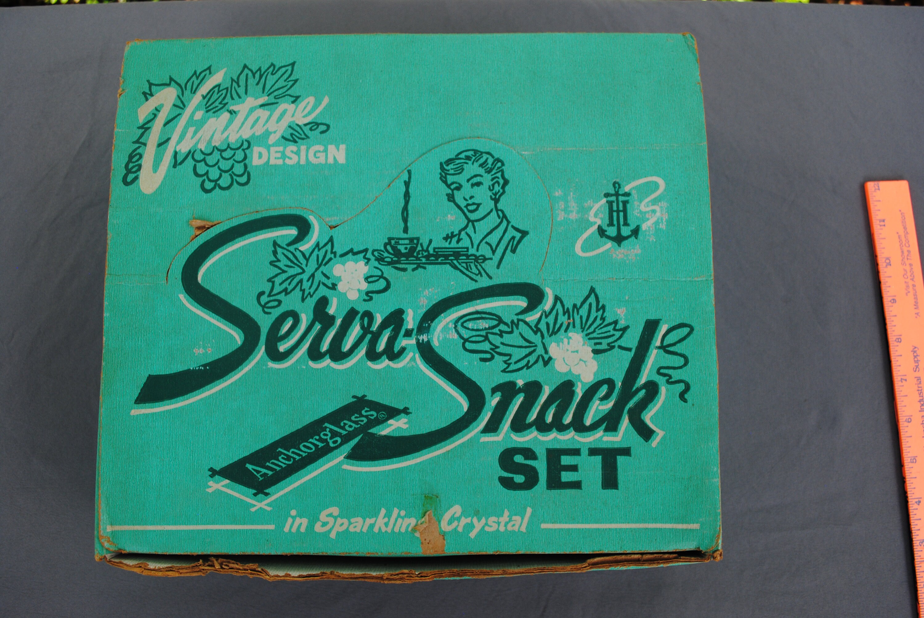 Vintage Anchor Hocking Serva-snack Set in Sparkling Crystal Grapes ...