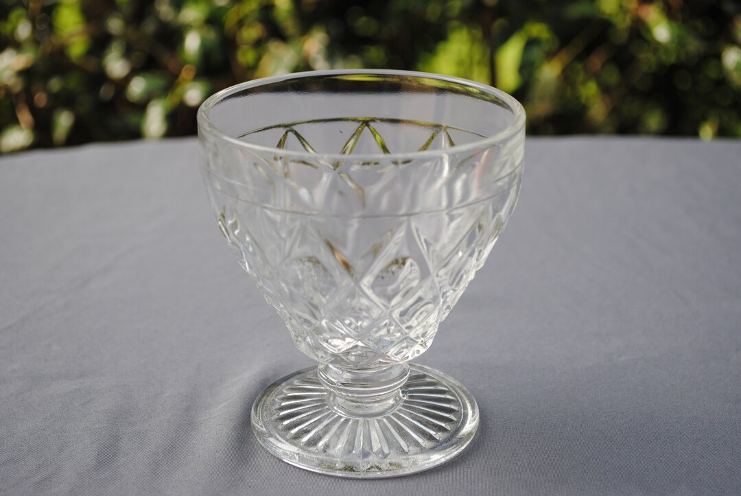 Hazel Atlas Footed Sherbet Cup With Diamond Thumbprint Pattern - Etsy
