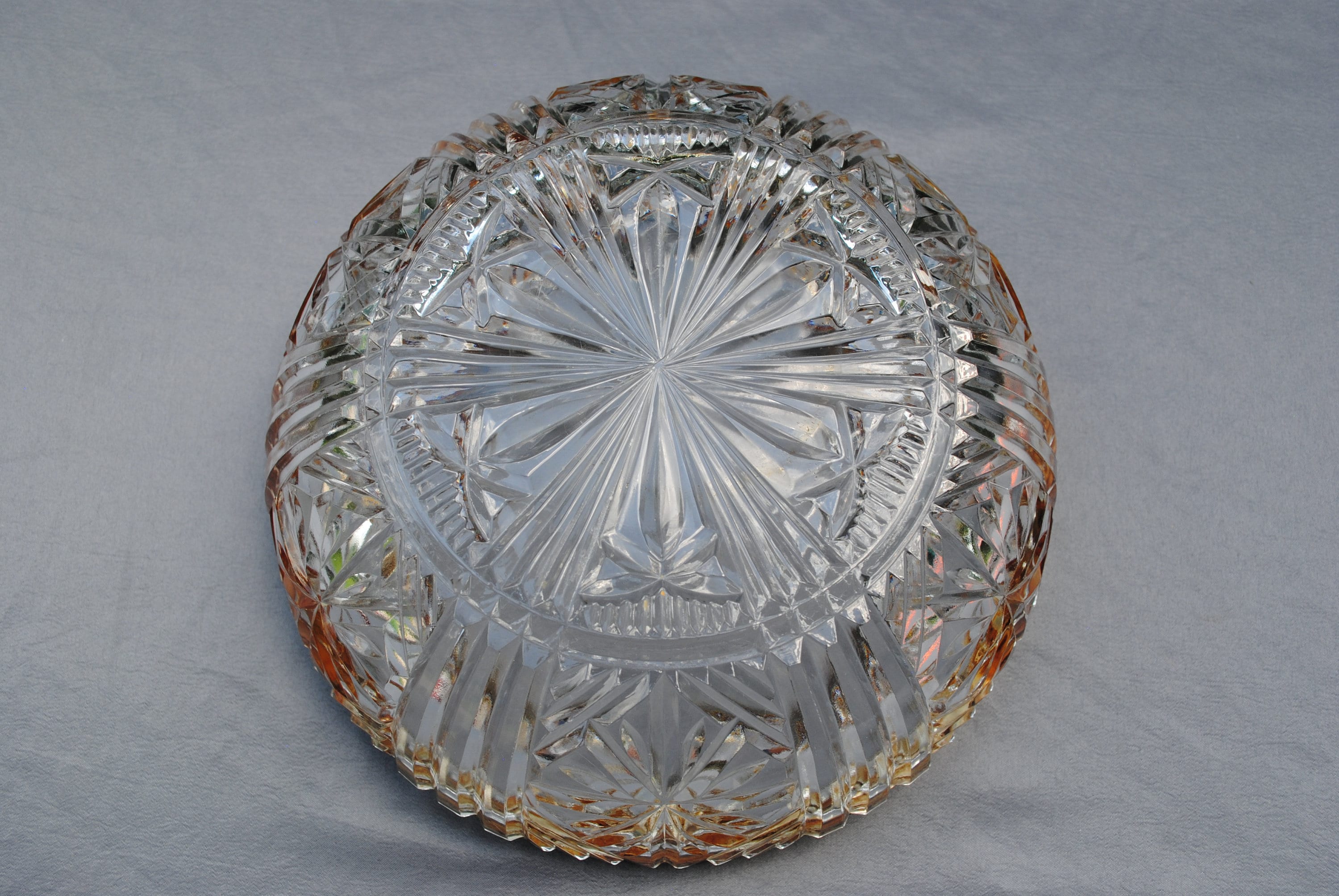 Vintage Crystal Clear Cut Glass Bowl With Silver Rim - Etsy