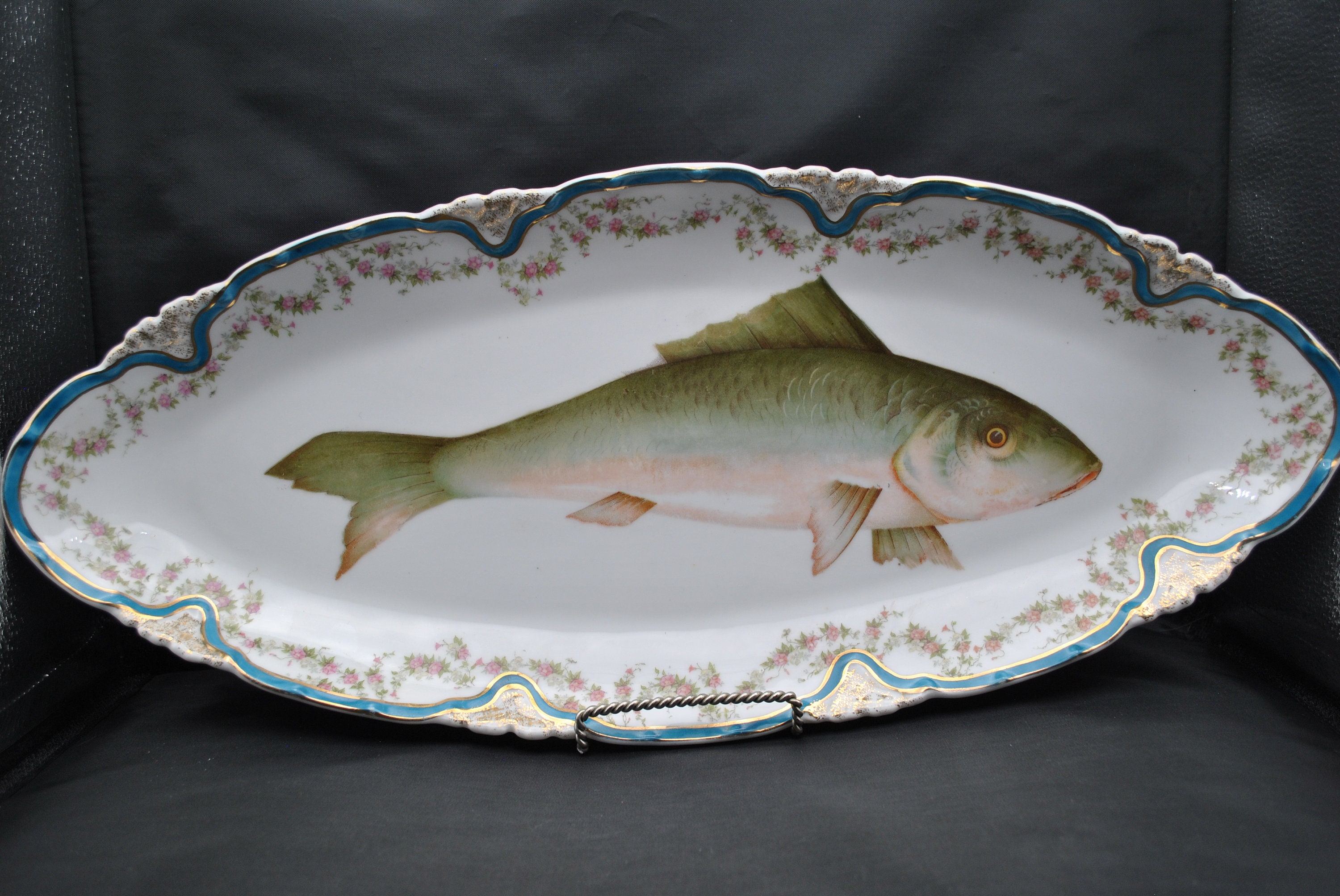 Antique L Straus & Sons Carlsbad Austria Fish Platter and 12 - Etsy