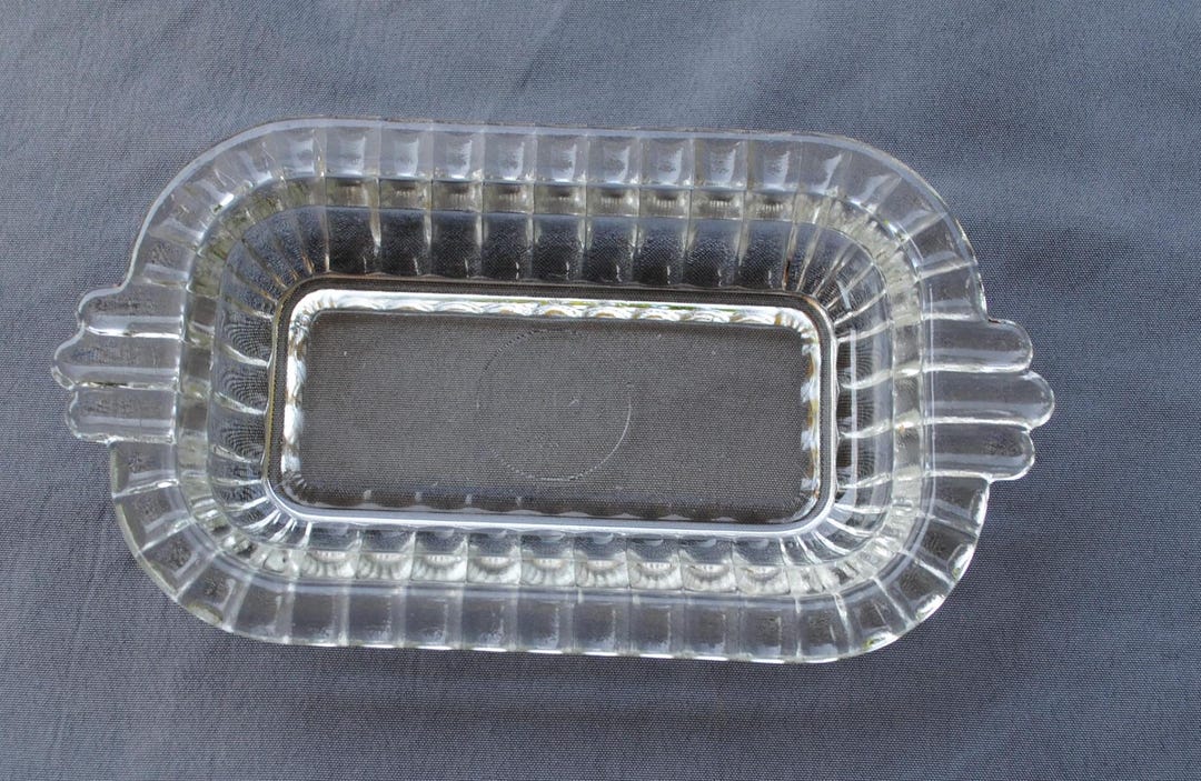 Vintage Oblong Heavy Crystal Glass Butter Dish - No Cover - Etsy