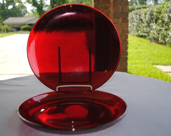 Ruby Red Glass Plates - Etsy