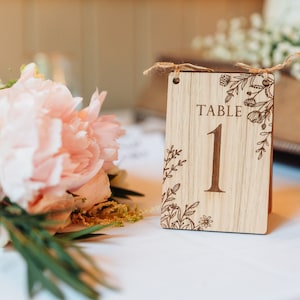 Flower Table Numbers Weddings | Wooden Wildflower Floral Place Numbers ...