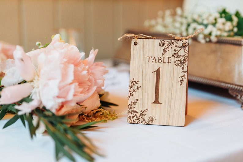 Flower Table Numbers Weddings | Wooden Wildflower Floral Place Numbers ...