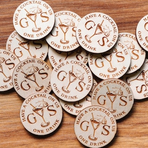Wedding Drinks Tokens / Have a Cocktail on Us / Wedding Day Initials ...