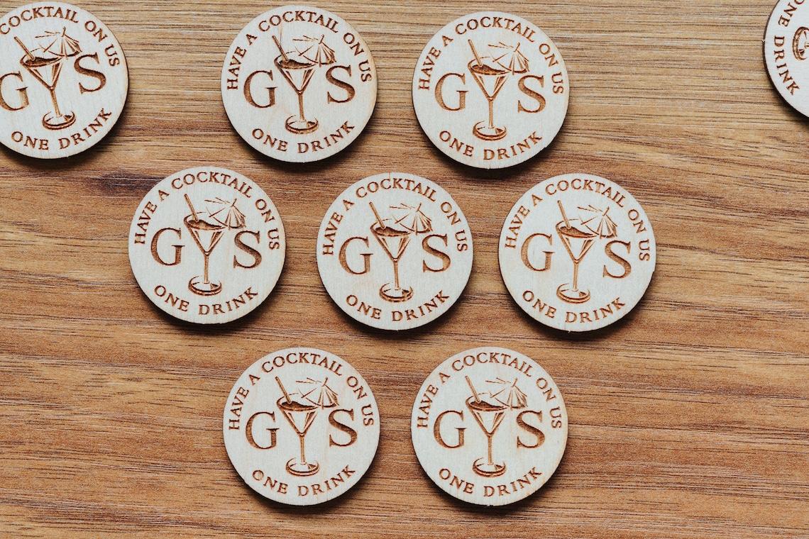 Wedding Drinks Tokens / Have a Cocktail on Us / Wedding Day Initials ...