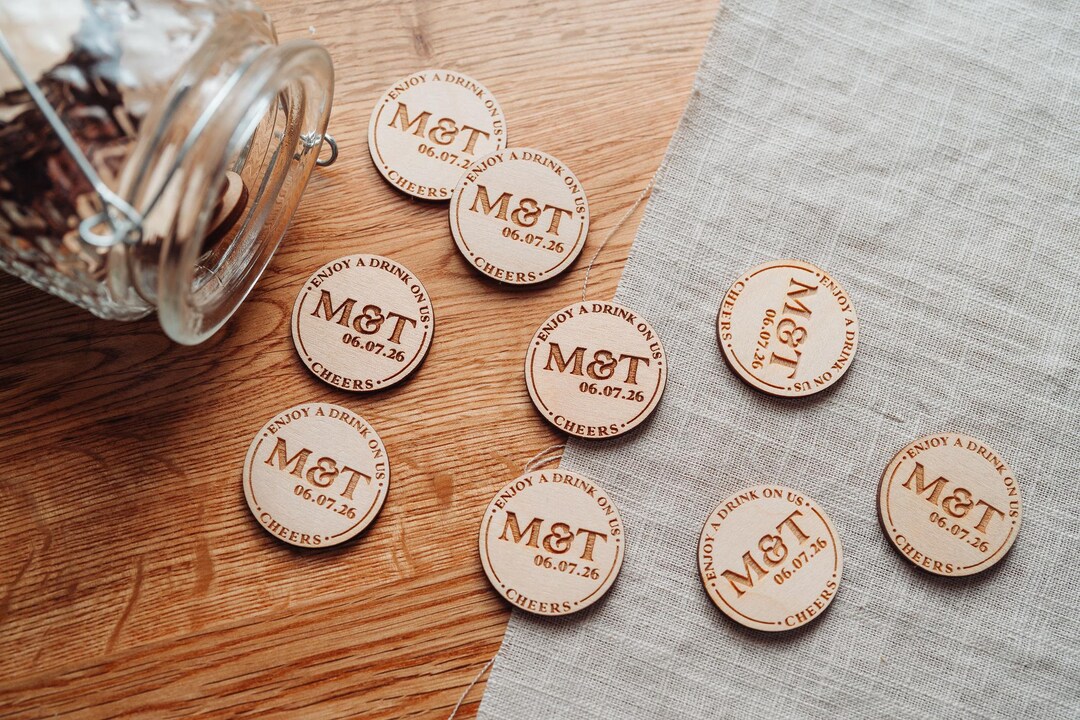 Personalised Drink Tokens for Wedding & Parties | Wooden Drinks Voucher ...