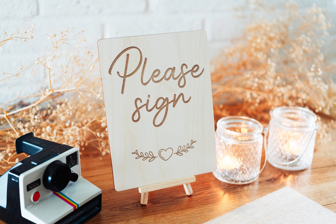 Please Sign Our Guest Book | Sign Our Wedding Guestbook | Wooden Modern ...