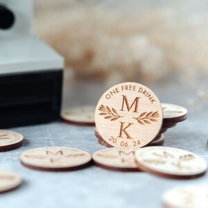 Wedding Drinks Tokens Personalised Initials and Monogram / Bar Tokens ...