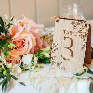 Flower Table Numbers Weddings | Wooden Wildflower Floral Place Numbers ...