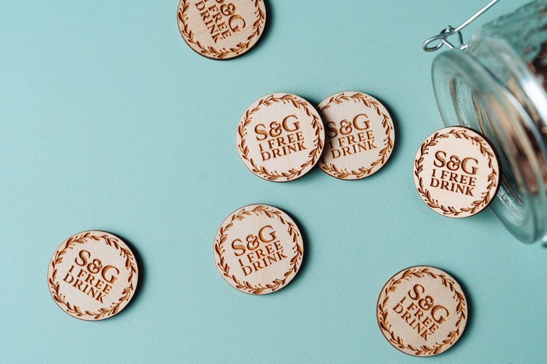 Personalised Drink Tokens for Wedding & Parties | Personalised Drinks ...