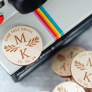 Wedding Drinks Tokens Personalised Initials and Monogram / Bar Tokens ...
