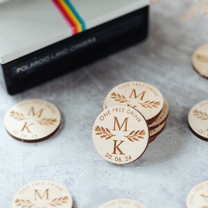 Wedding Drinks Tokens Personalised Initials and Monogram / Bar Tokens ...
