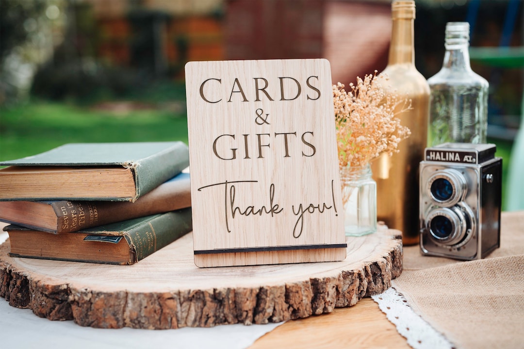 Gifts and Cards Wedding Sign | Gift Table Sign |wooden Engraved Thank ...