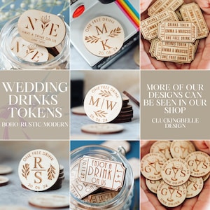 Wedding Drinks Tokens Personalised Initials and Monogram / Bar Tokens ...