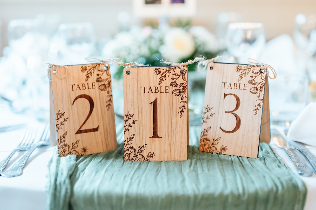 Flower Table Numbers Weddings | Wooden Wildflower Floral Place Numbers ...