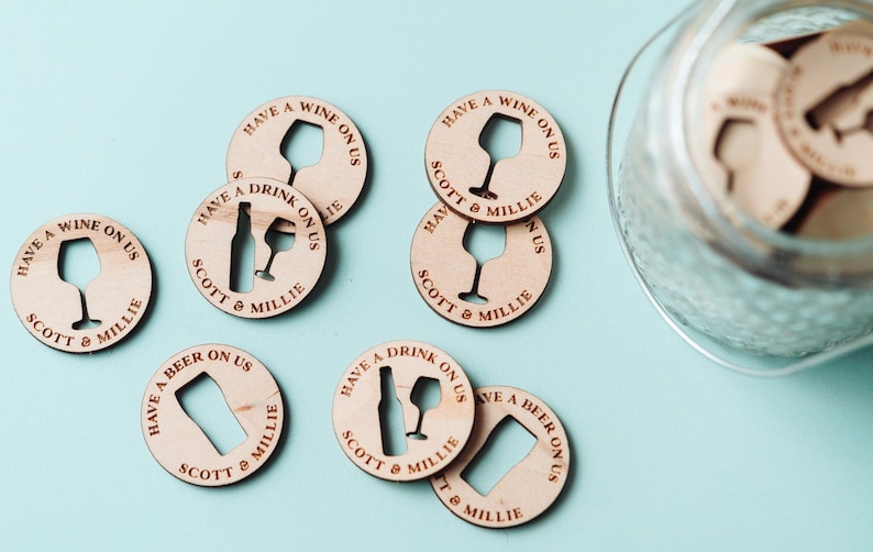 Cut Out Drink Tokens for Wedding & Parties | Personalised Drinks ...
