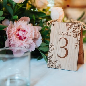 Flower Table Numbers Weddings | Wooden Wildflower Floral Place Numbers ...