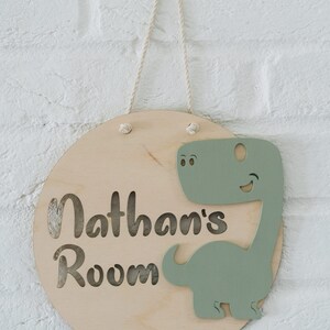 Kids Dinosaur Sign - Personalised and Cute! Perfect for Nursery Doors ...