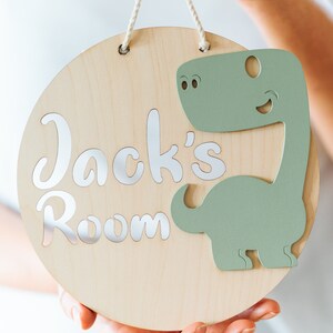 Kids Dinosaur Sign - Personalised and Cute! Perfect for Nursery Doors ...
