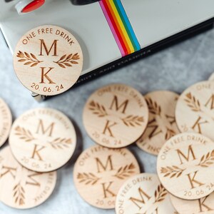 Wedding Drinks Tokens Personalised Initials and Monogram / Bar Tokens ...