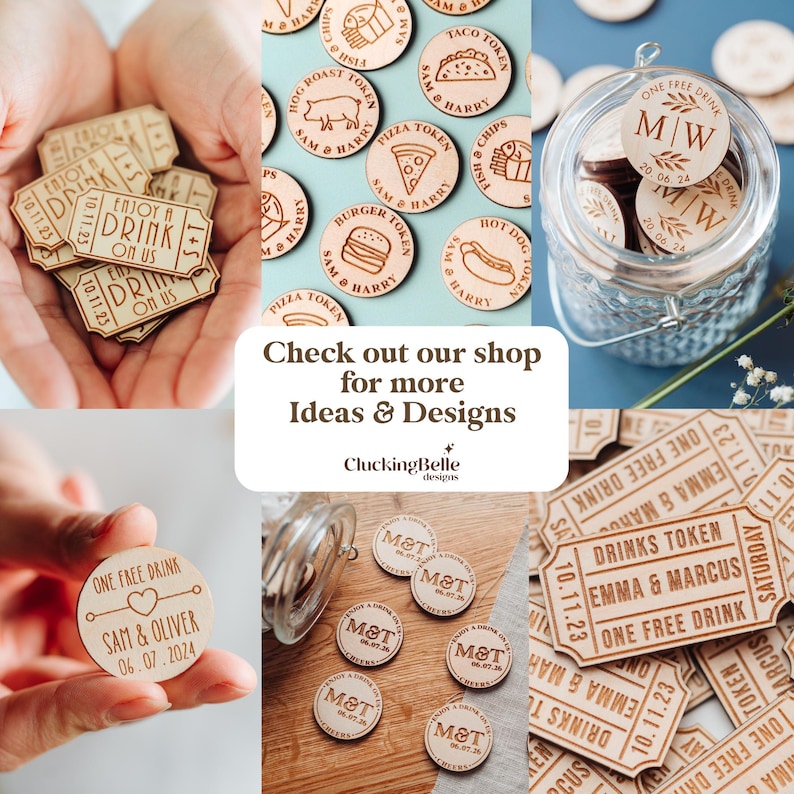 Cut Out Drink Tokens for Wedding & Parties | Personalised Drinks ...