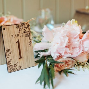 Flower Table Numbers Weddings | Wooden Wildflower Floral Place Numbers ...