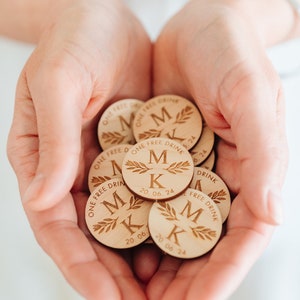 Wedding Drinks Tokens Personalised Initials and Monogram / Bar Tokens ...