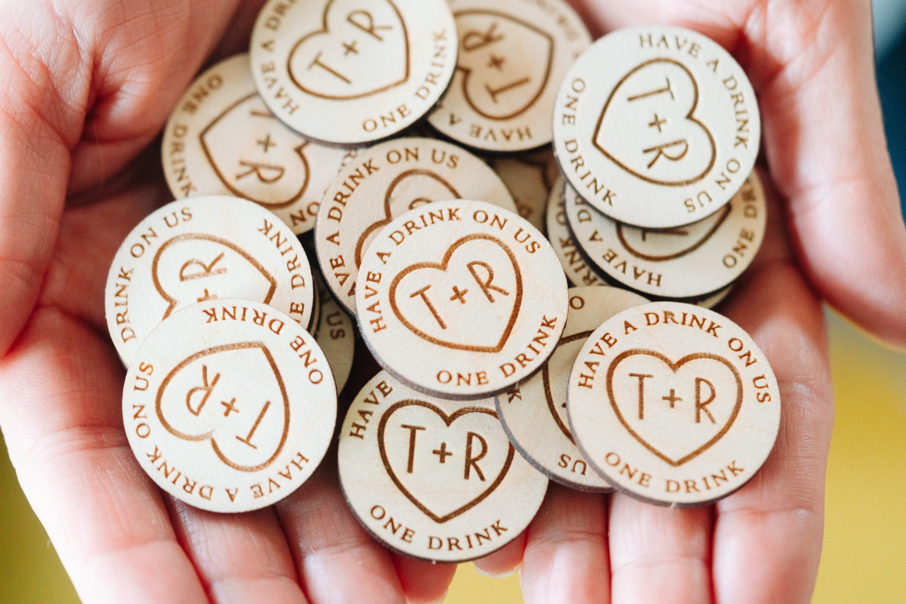 Personalised Love Heart Drinks Tokens | Wedding Drink Tokens & Bar ...