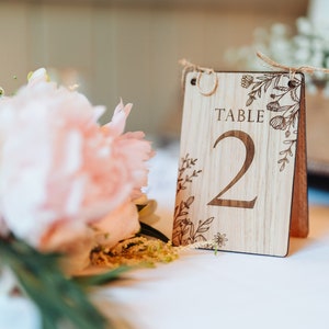 Flower Table Numbers Weddings | Wooden Wildflower Floral Place Numbers ...