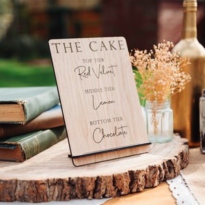 Wedding Cake Menu Sign | Cheese Menu Sign | Wooden, Rustic, Engraved in ...