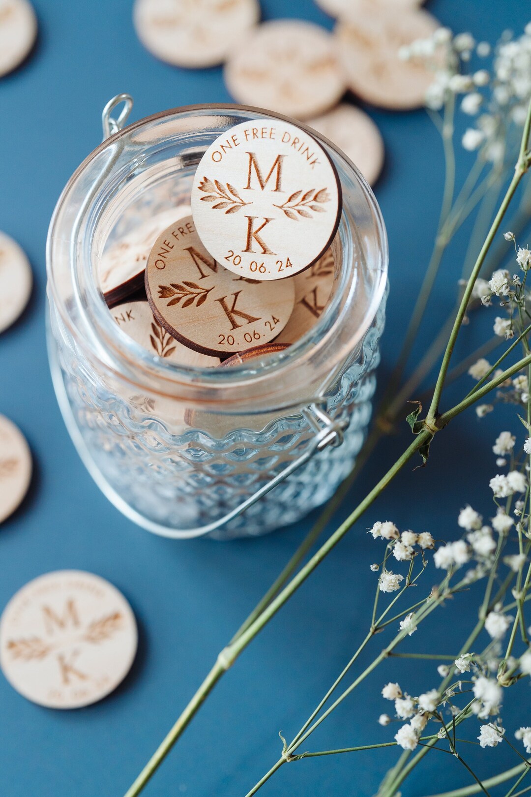 Wedding Drinks Tokens Personalised Initials and Monogram / Bar Tokens ...