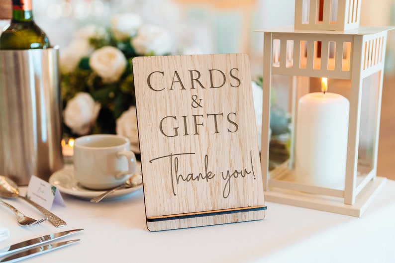 Gifts and Cards Wedding Sign | Gift Table Sign |wooden Engraved Thank ...