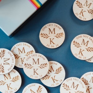 Wedding Drinks Tokens Personalised Initials and Monogram / Bar Tokens ...