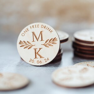 Wedding Drinks Tokens Personalised Initials and Monogram / Bar Tokens ...
