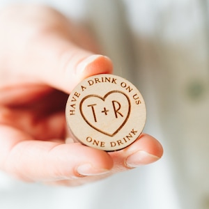 Love Heart Drinks Tokens // Wedding Couple Initials and Date. Have a ...