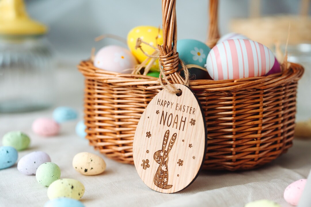 Easter Name Tag | Rustic Boho Rabbit | Childs Name Tag | Easter ...